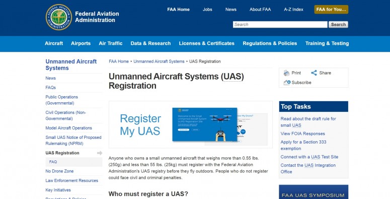 FAA Expands Online Small Unmanned Aircraft Registration